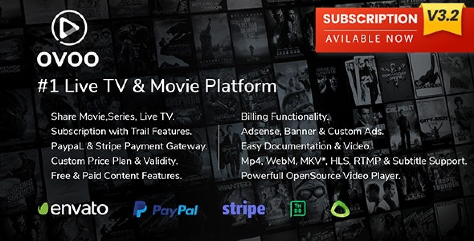 Live TV & Movie Portal CMS with Membership System - OVOO » THEMESAVE.COM
