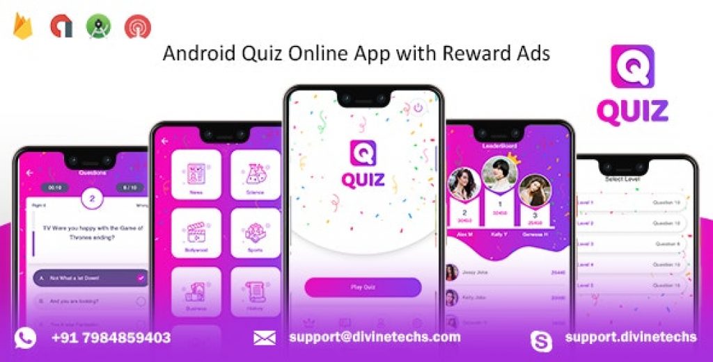 Quiz Online App with Earning System Reward Ads + Admin Panel » THEMESAVE
